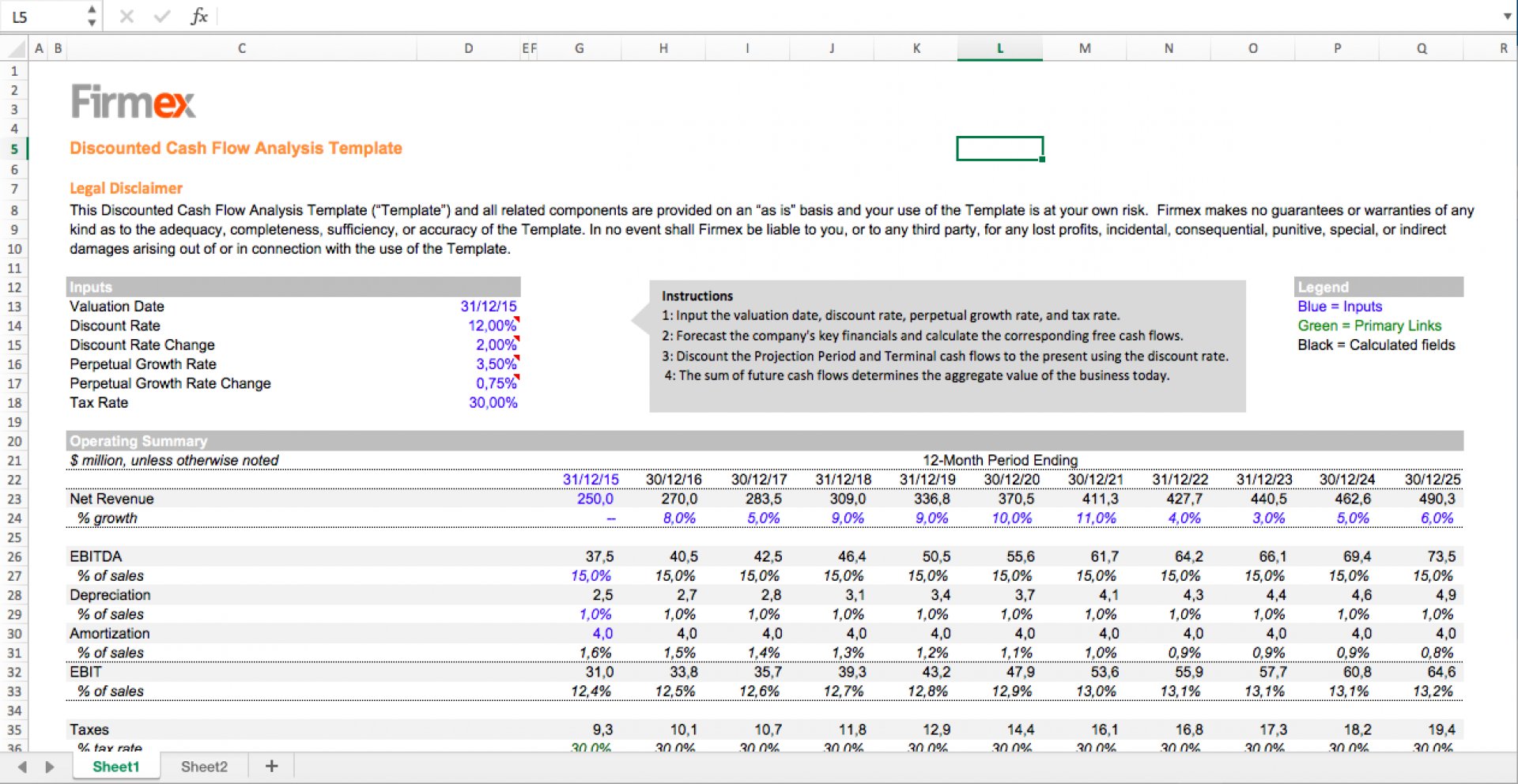 Discounted Cash Flow Model Excel Template Discounted Cash Flow Model Excel Template