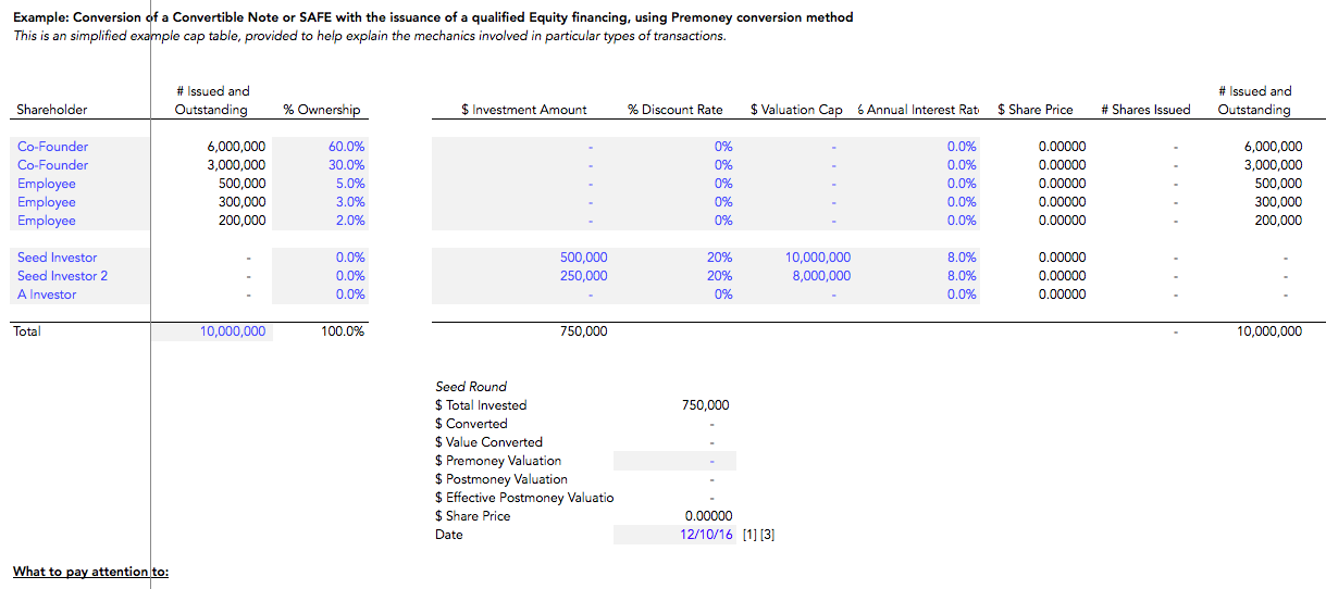 Startup Cap Table Template - Excel Model - Eloquens