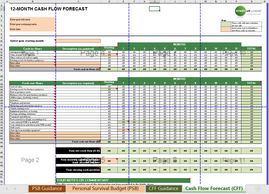 Cash Flow Forecast Supplementary Personal Survival Budget Excel 