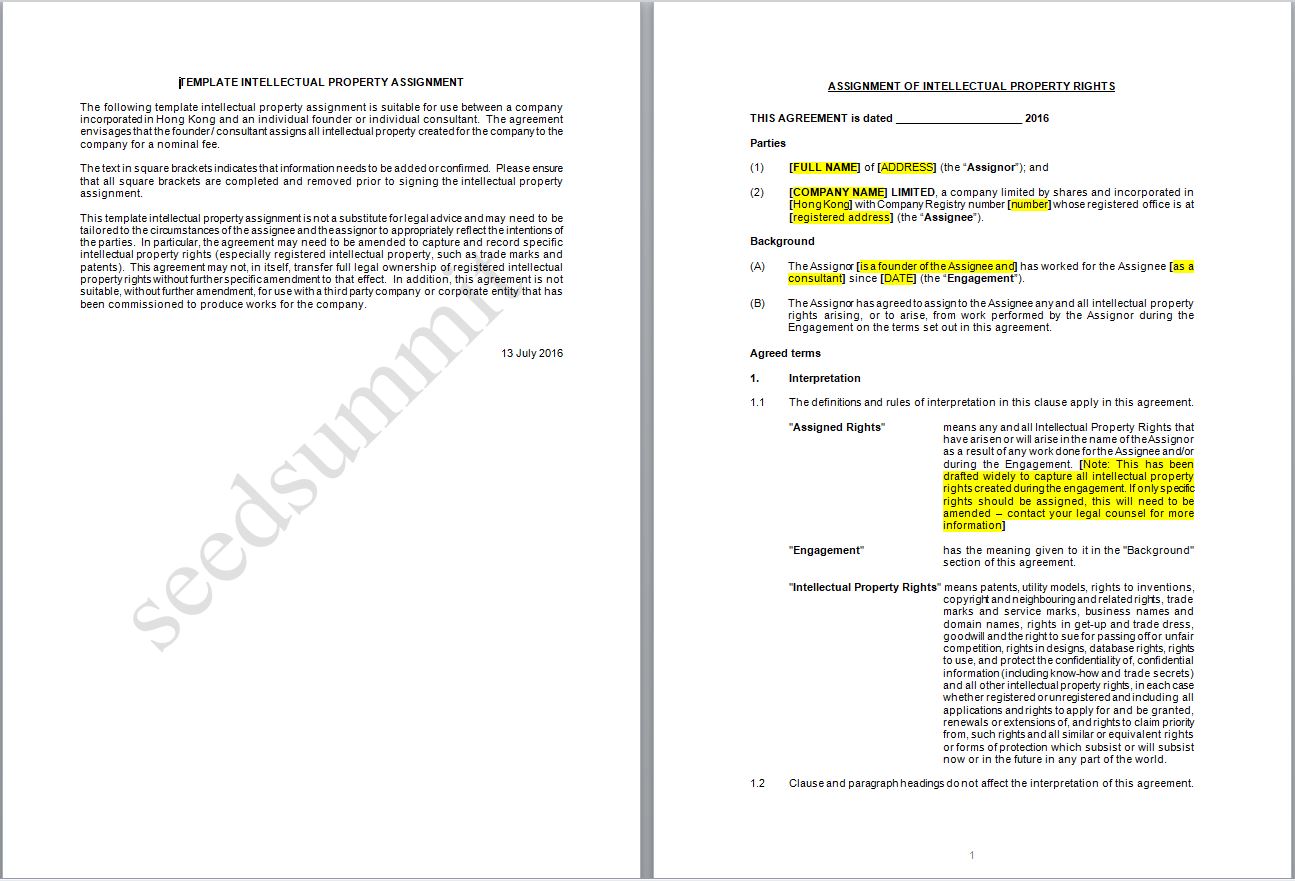 Intellectual Property Assignment Template - Eloquens Intellectual Property Assignment Template - Eloquens