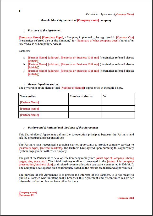 Founders Shareholder Agreement Template - Eloquens Founders Shareholder Agreement Template - Eloquens