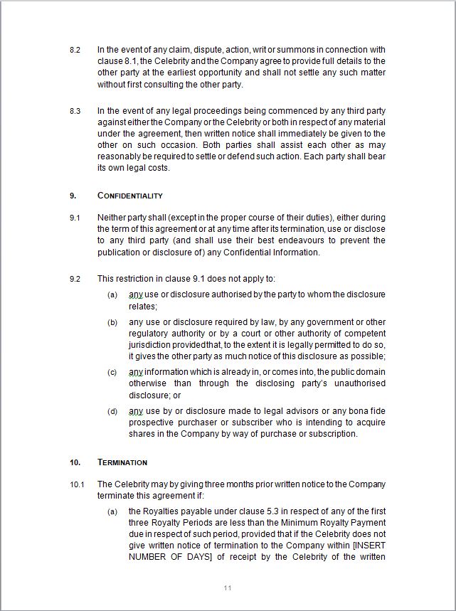 Celebrity Endorsement Agreement Template - Eloquens