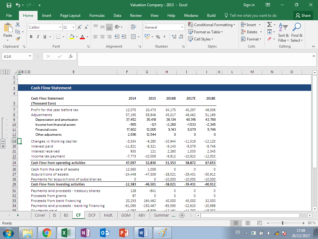 Company Valuation Excel Model - Eloquens
