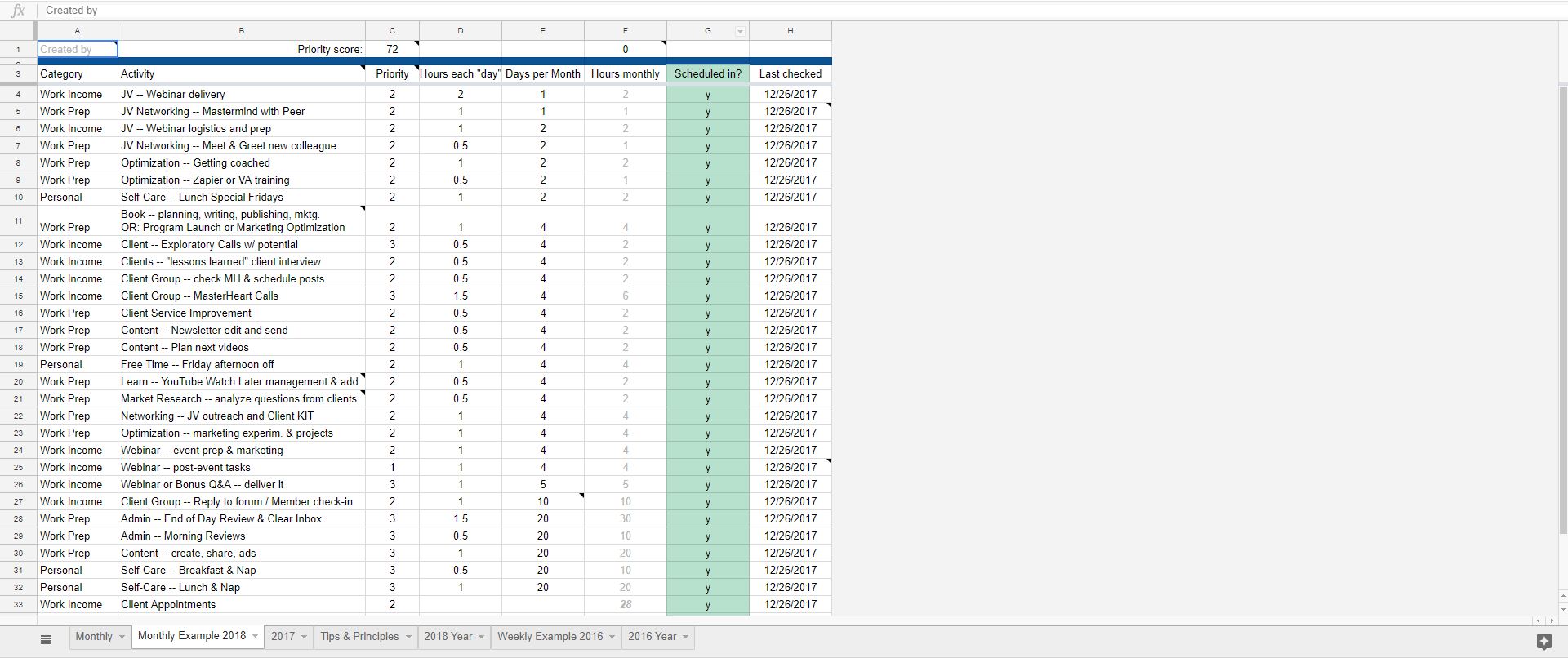 Weekly Schedule Planning Excel Tool - Eloquens