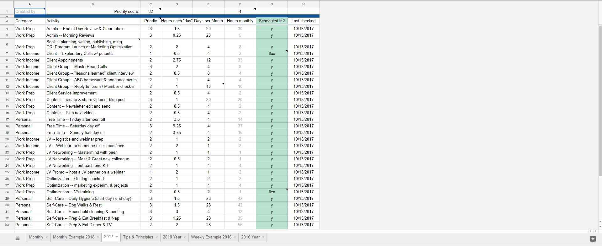 Weekly Schedule Planning Excel Tool - Eloquens