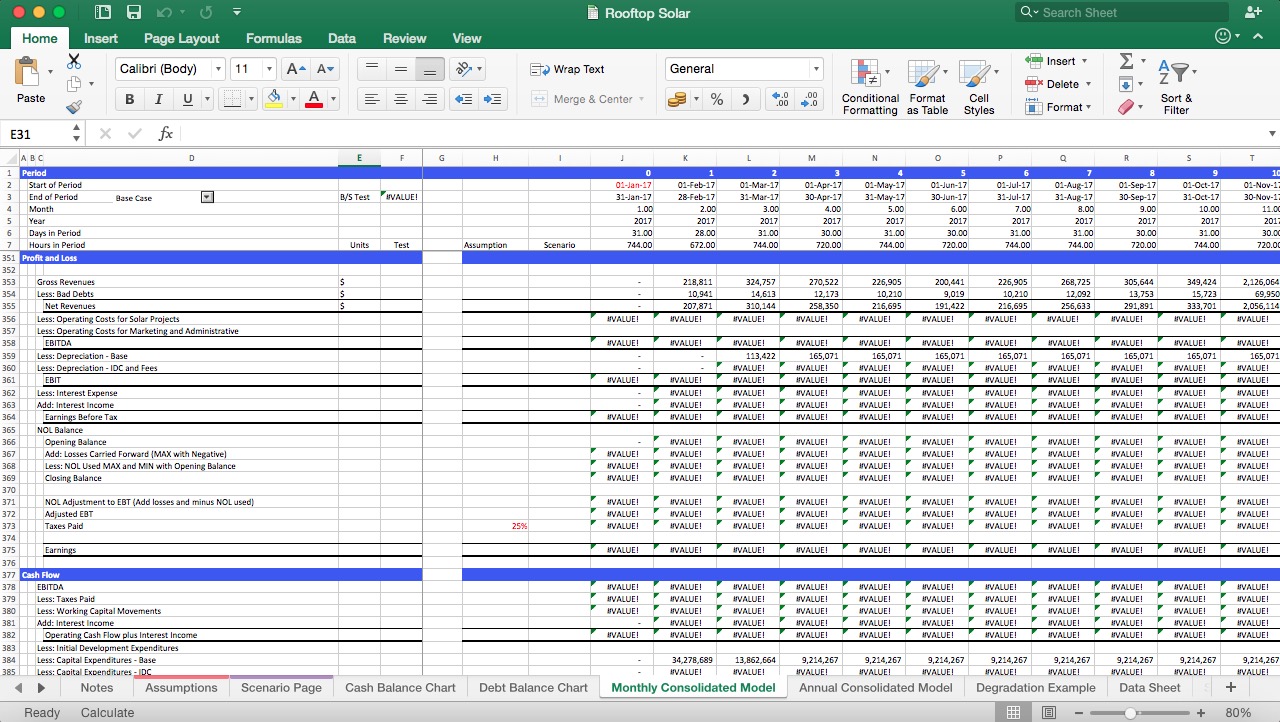 Solar Rooftop Excel Model - Eloquens