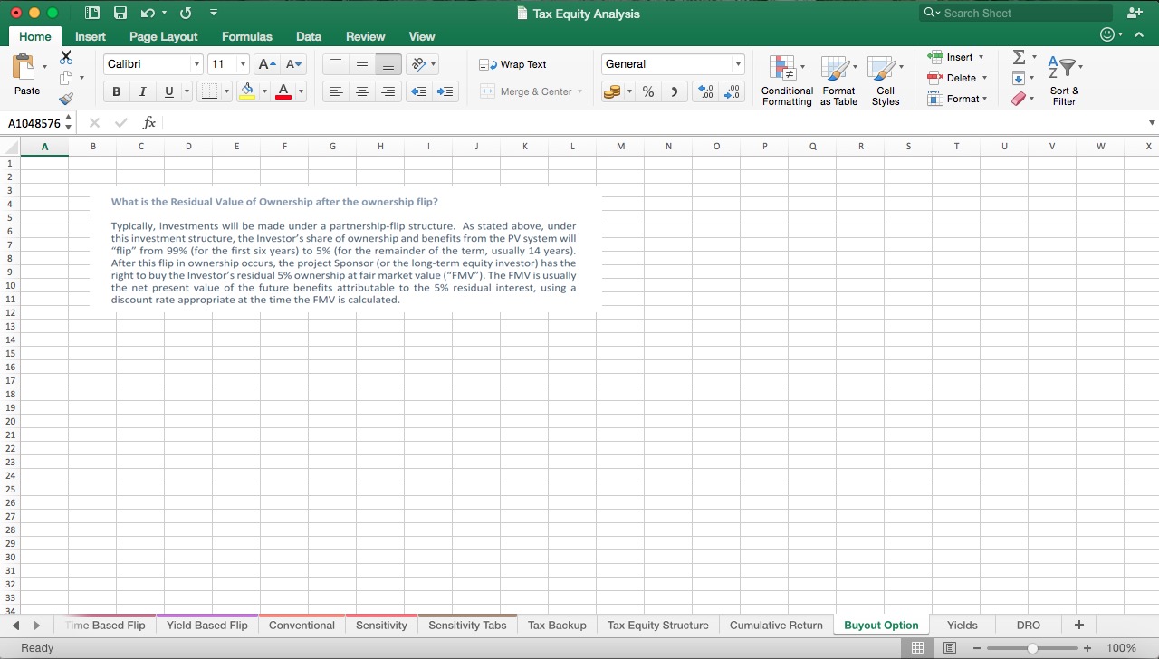 Tax Equity Analysis Excel Model for U.S. Renewable Energy Projects ...