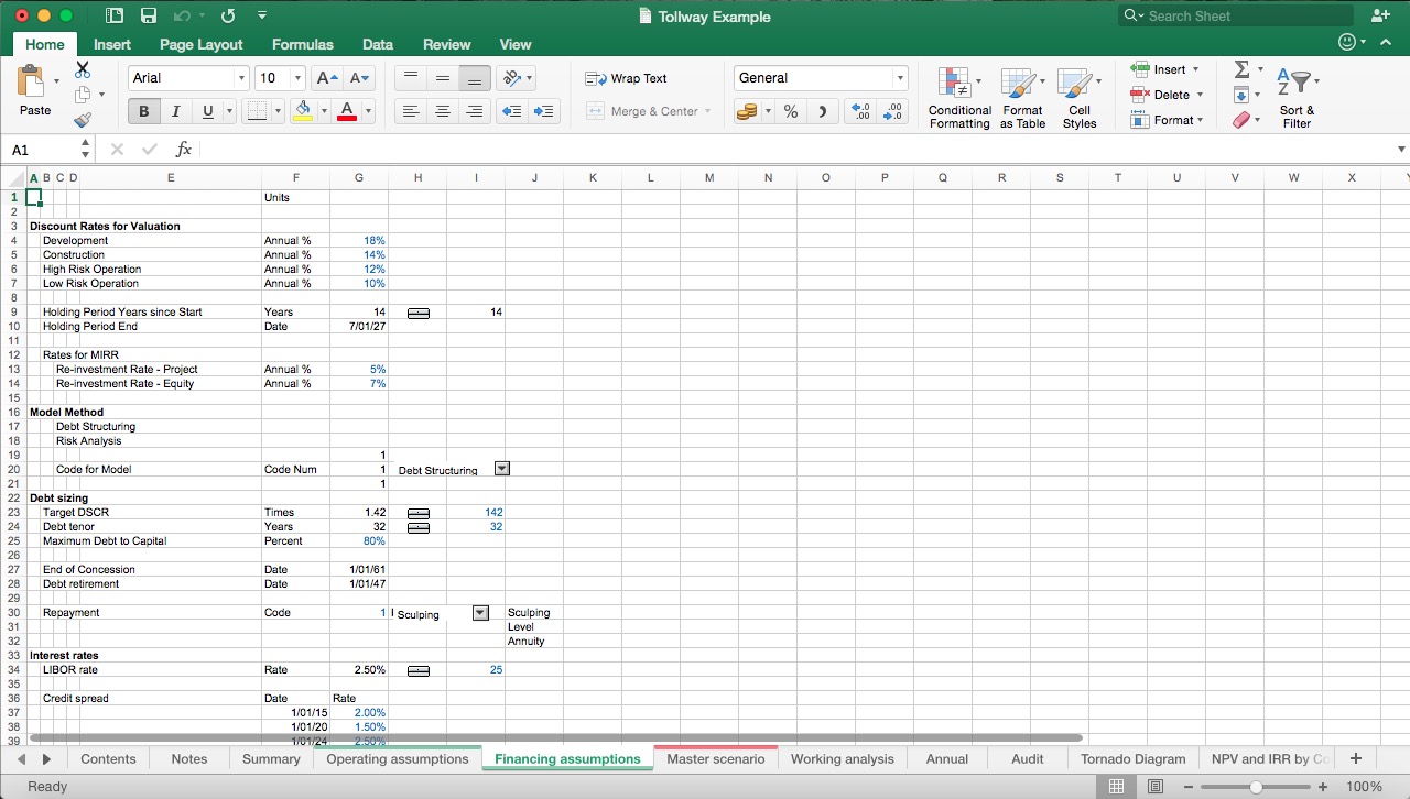 Tollway Project Finance Excel Model - Eloquens
