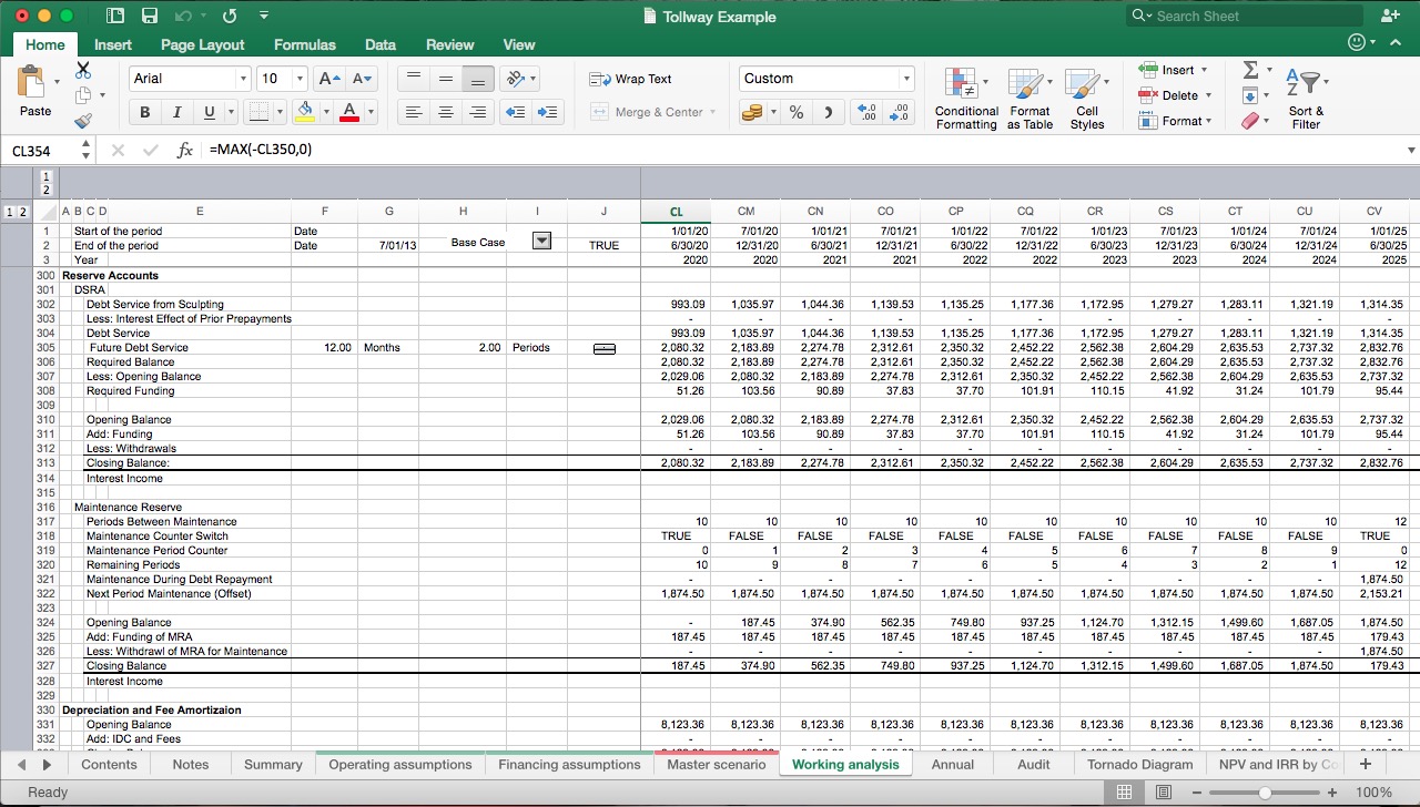 Tollway Project Finance Excel Model - Eloquens