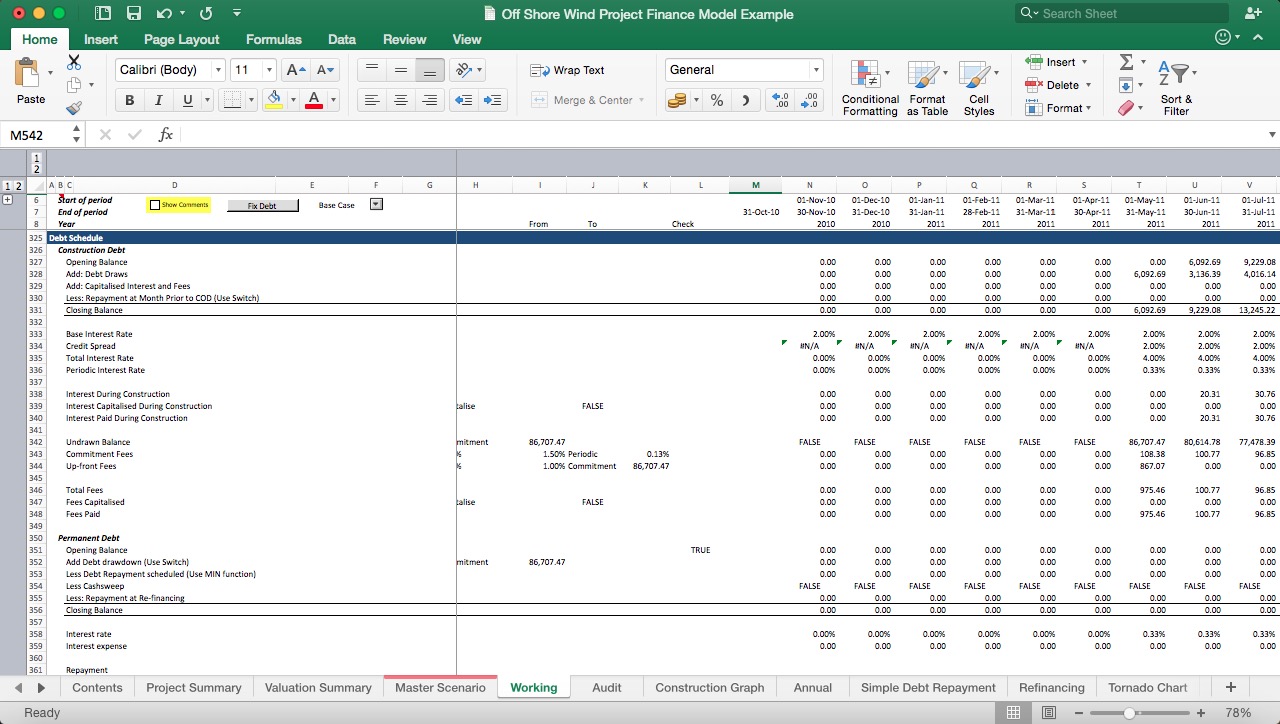 Off Shore Wind Project Finance Excel Model - Eloquens