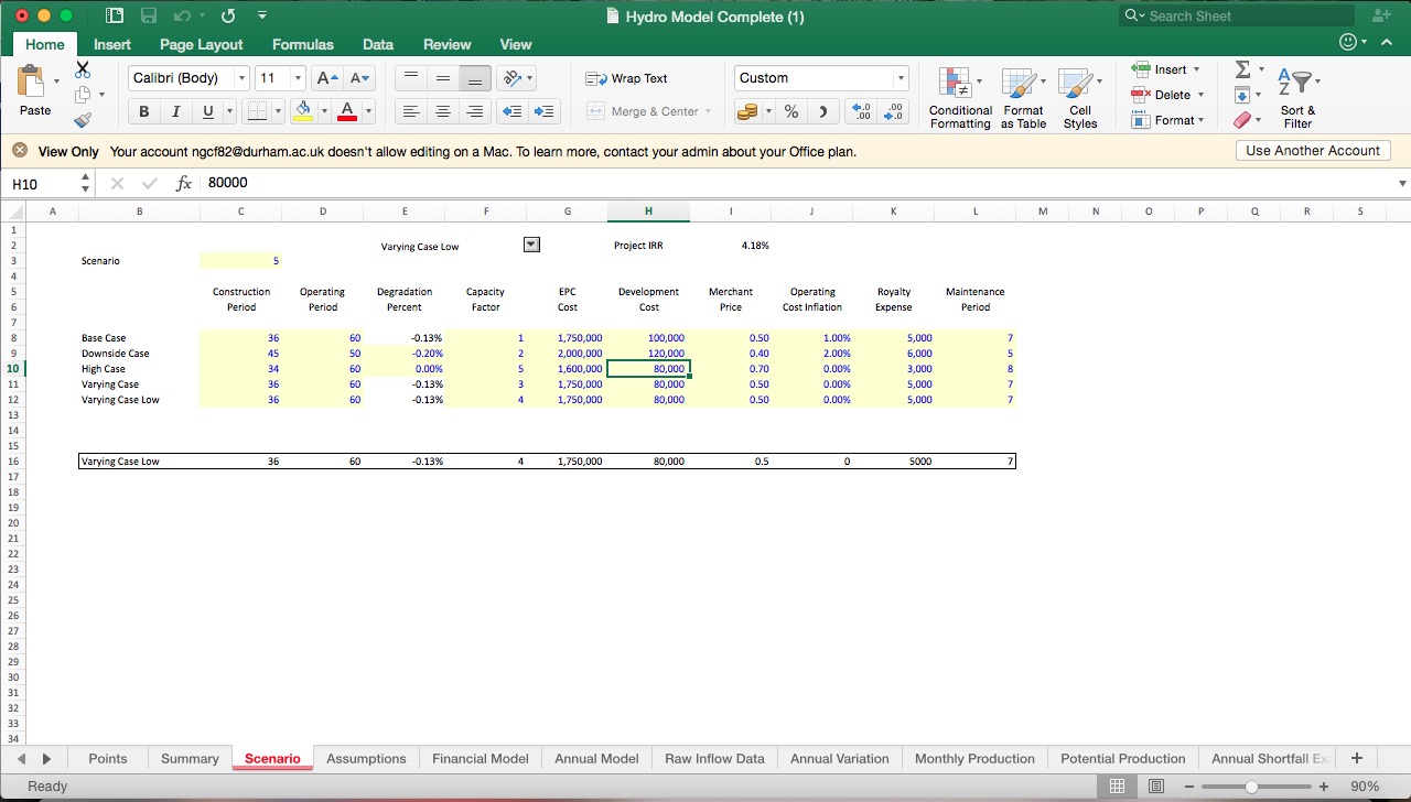Hydro Excel Model - with Commodity Price Risk and Monte Carlo ...