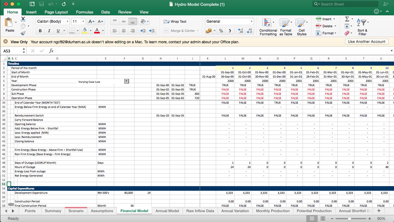Hydro Excel Model - with Commodity Price Risk and Monte Carlo ...