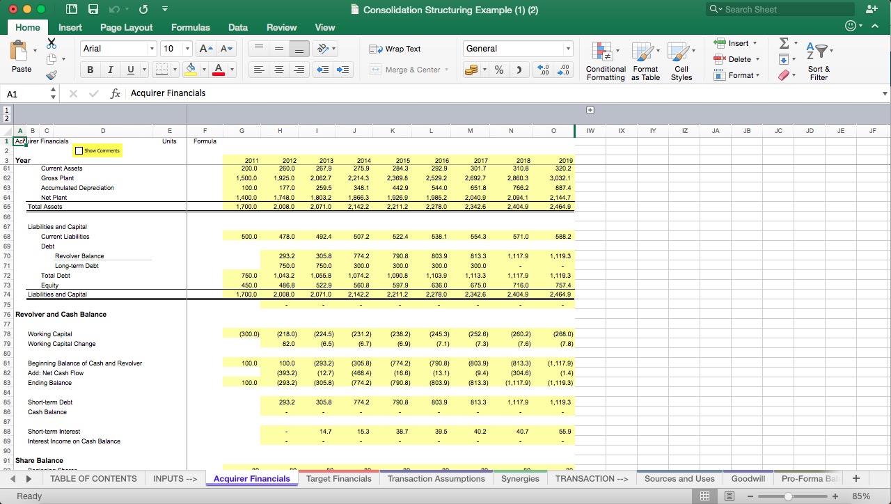 Merger Model - Consolidation of Two Companies - Eloquens