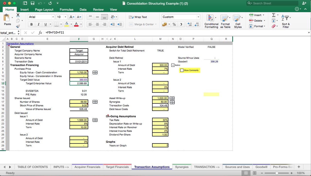 Merger Model - Consolidation of Two Companies - Eloquens