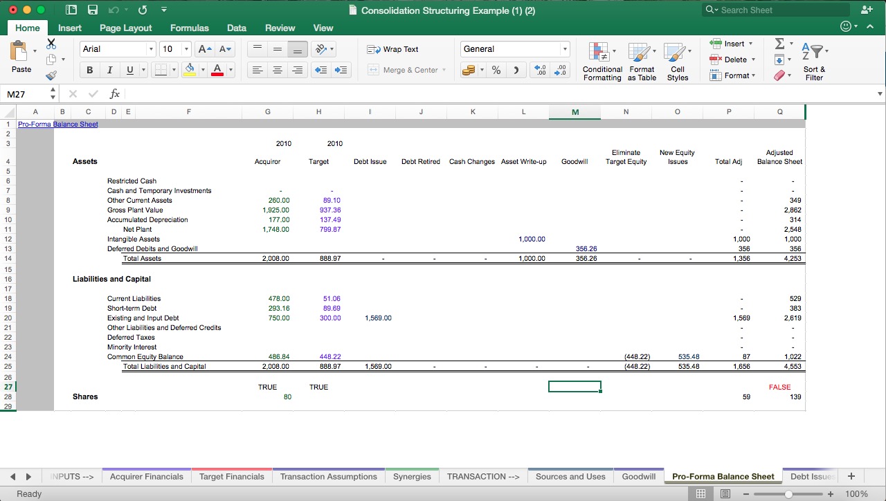 Merger Model - Consolidation of Two Companies - Eloquens