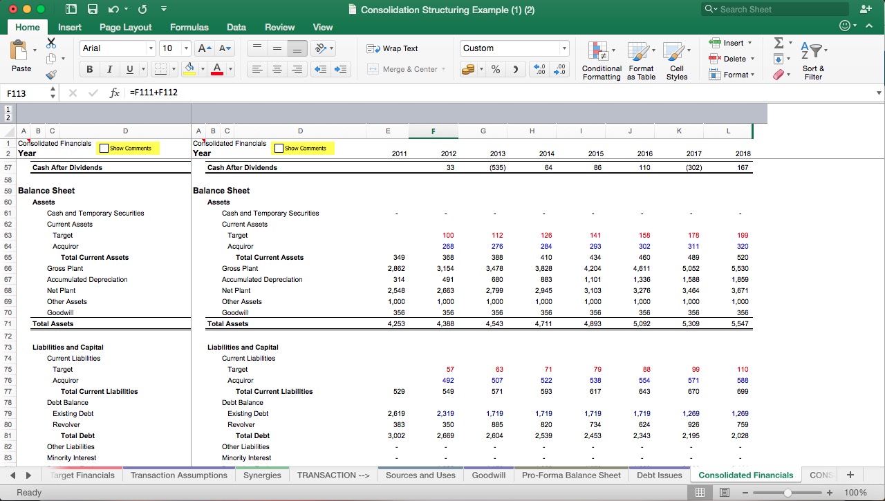 Merger Model - Consolidation of Two Companies - Eloquens