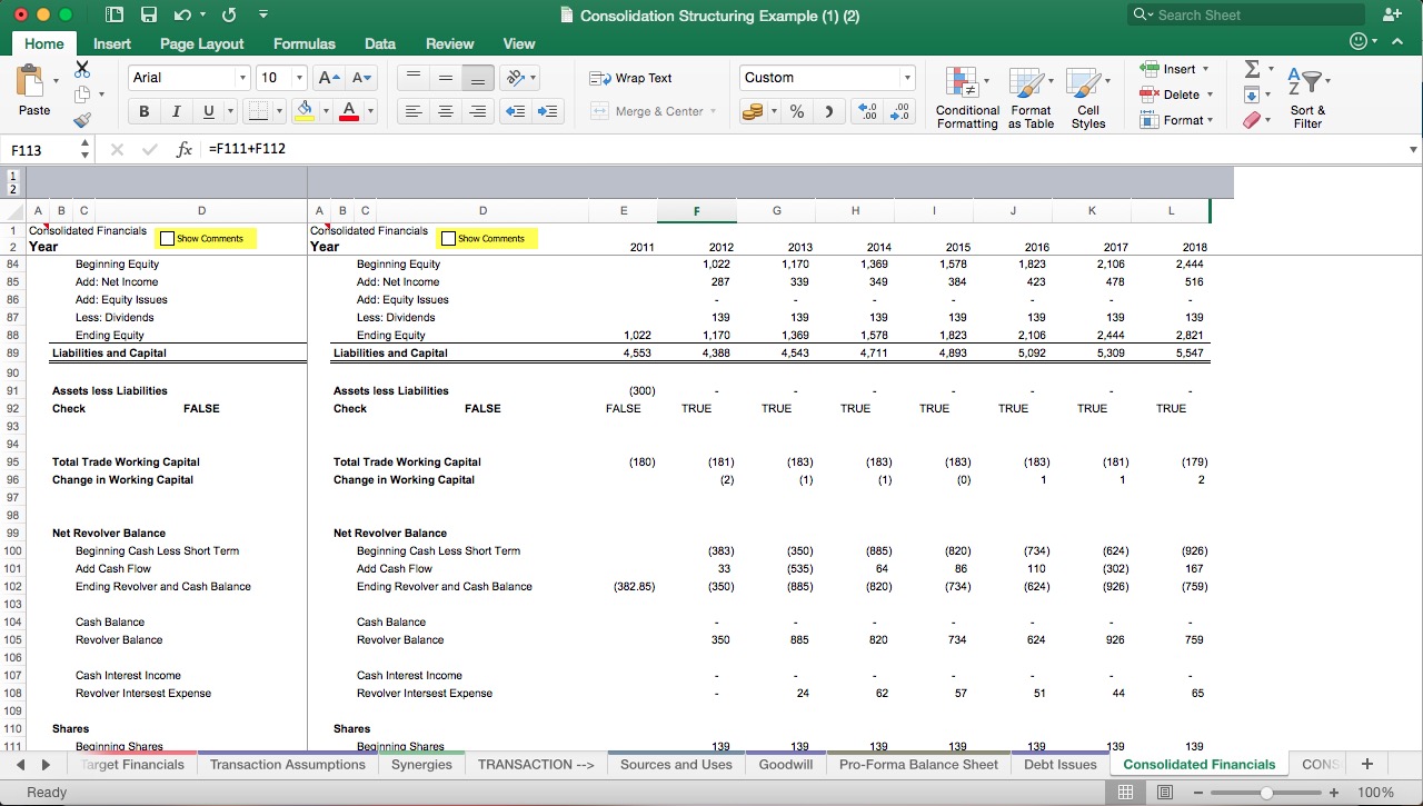 Merger Model - Consolidation of Two Companies - Eloquens
