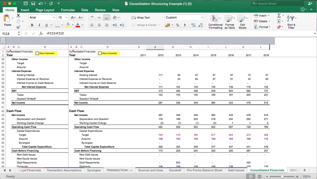 Merger Model - Consolidation of Two Companies - Eloquens