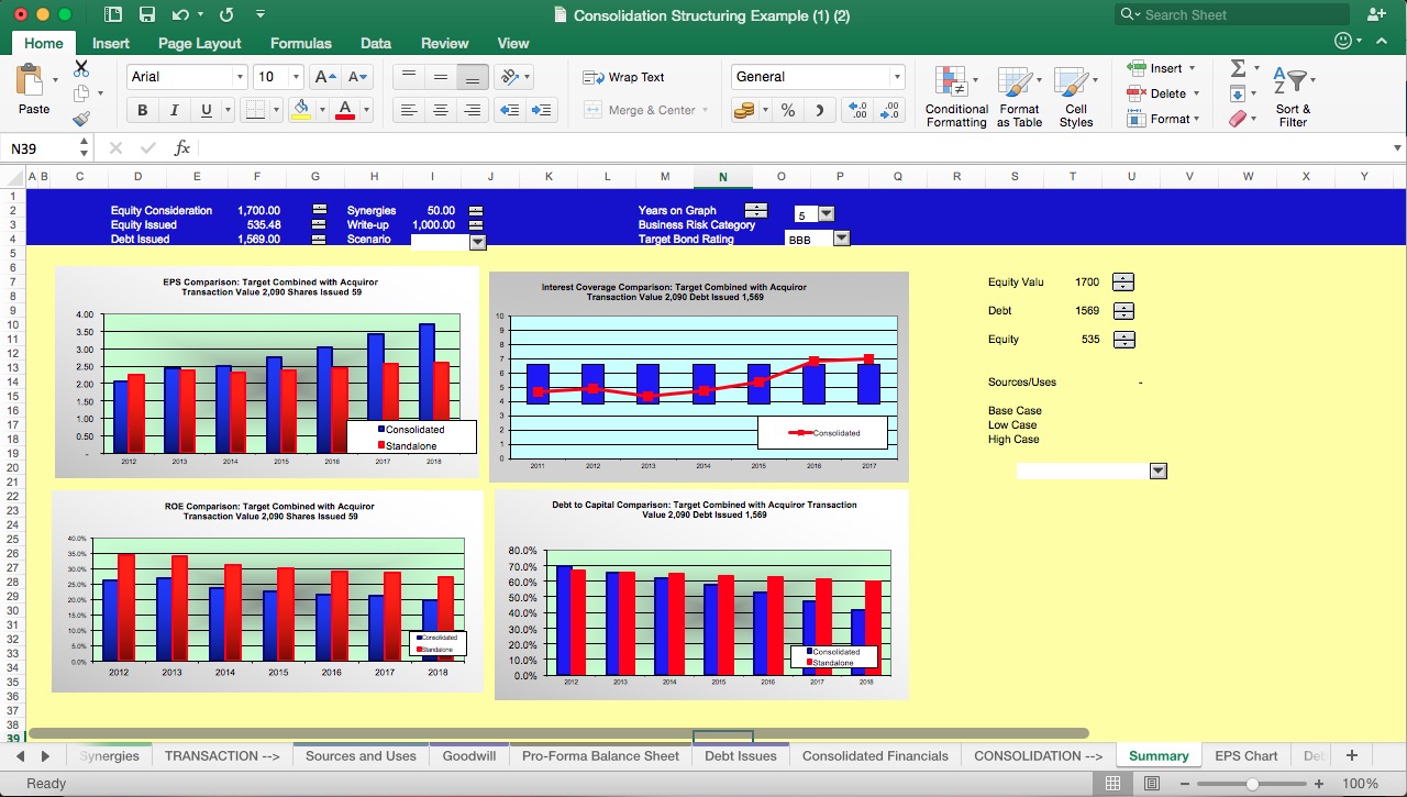Merger Model - Consolidation of Two Companies - Eloquens