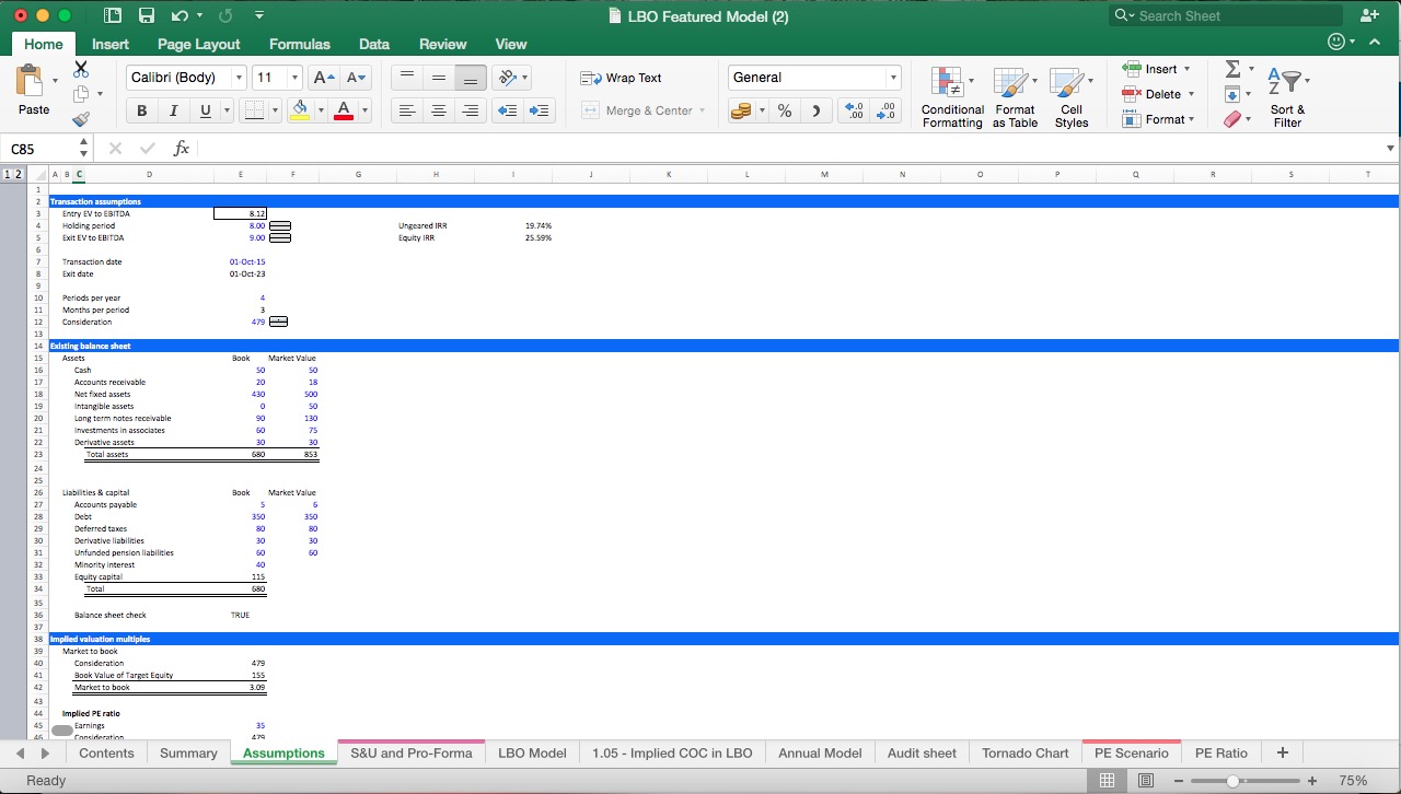 LBO Excel Model - with Capital Structure Analysis - Eloquens