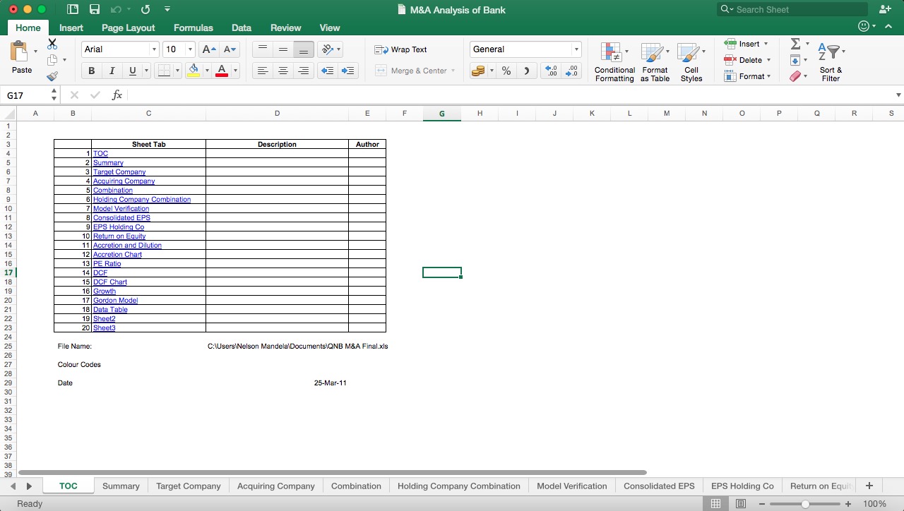 M&A Analysis Bank Excel Model - Eloquens