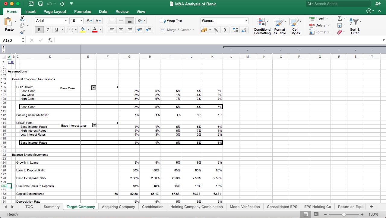 M&A Analysis Bank Excel Model - Eloquens