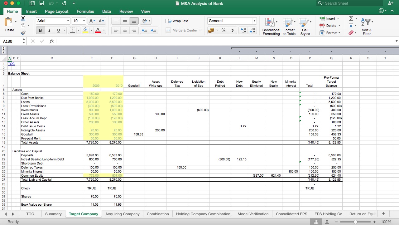 M&A Analysis Bank Excel Model - Eloquens