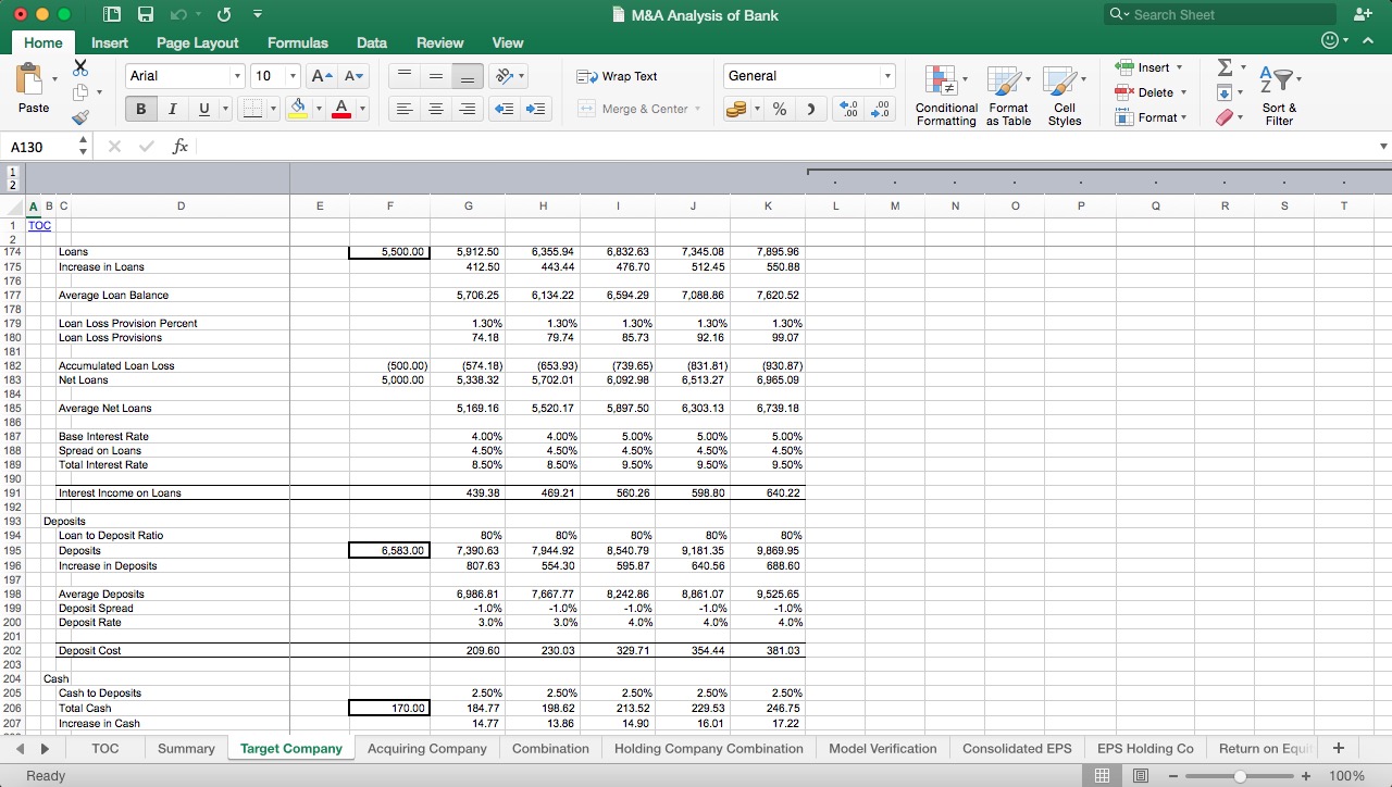 M&A Analysis Bank Excel Model - Eloquens