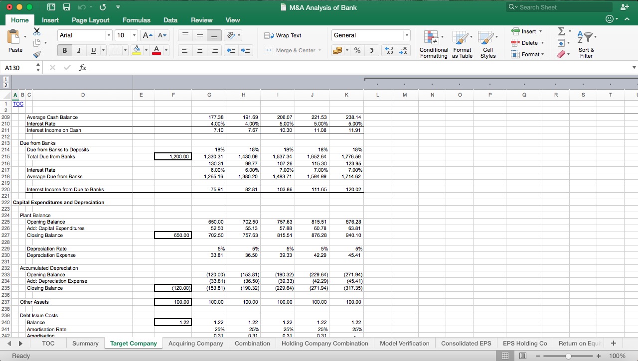 M&A Analysis Bank Excel Model - Eloquens