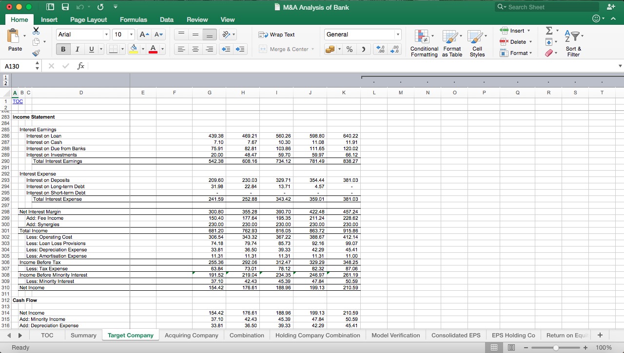 M&A Analysis Bank Excel Model - Eloquens