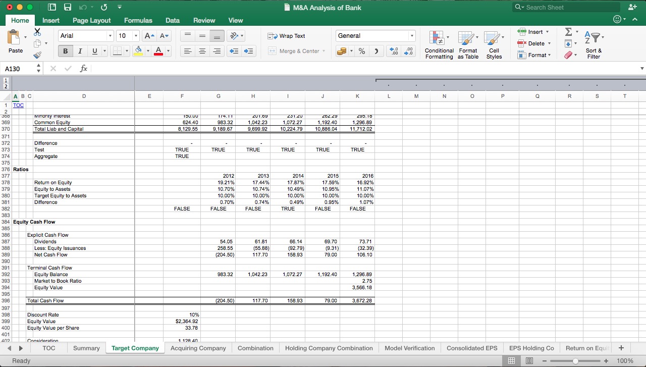 M&A Analysis Bank Excel Model - Eloquens