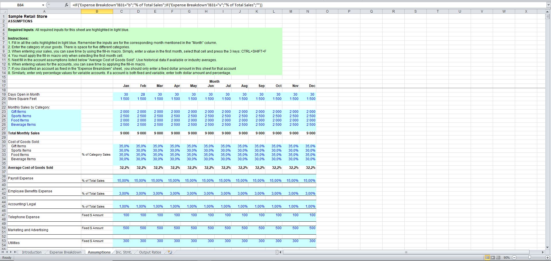 Restaurant Financial Projections Excel Workbook - Eloquens