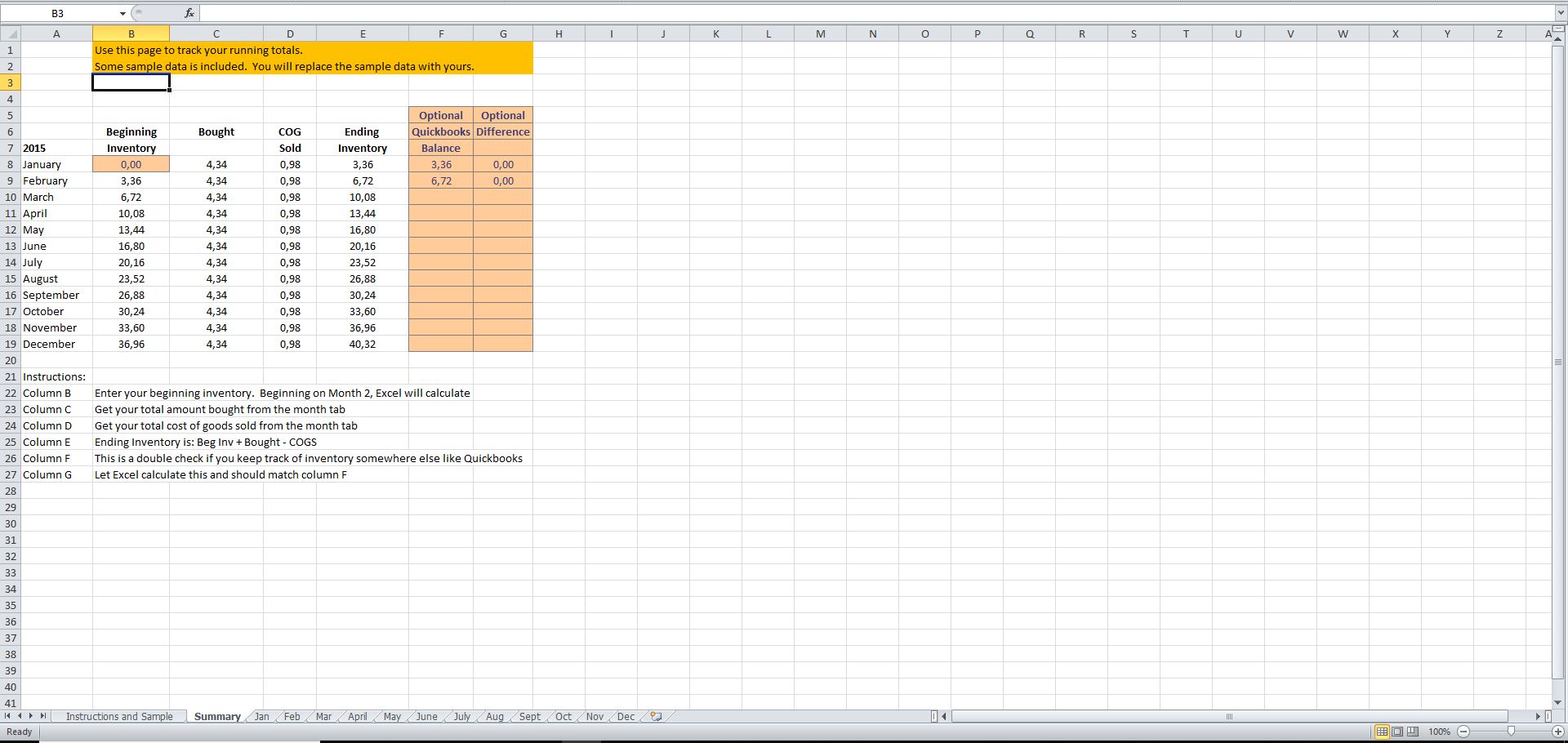 Inventory and COGS Excel Spreadsheet - Eloquens