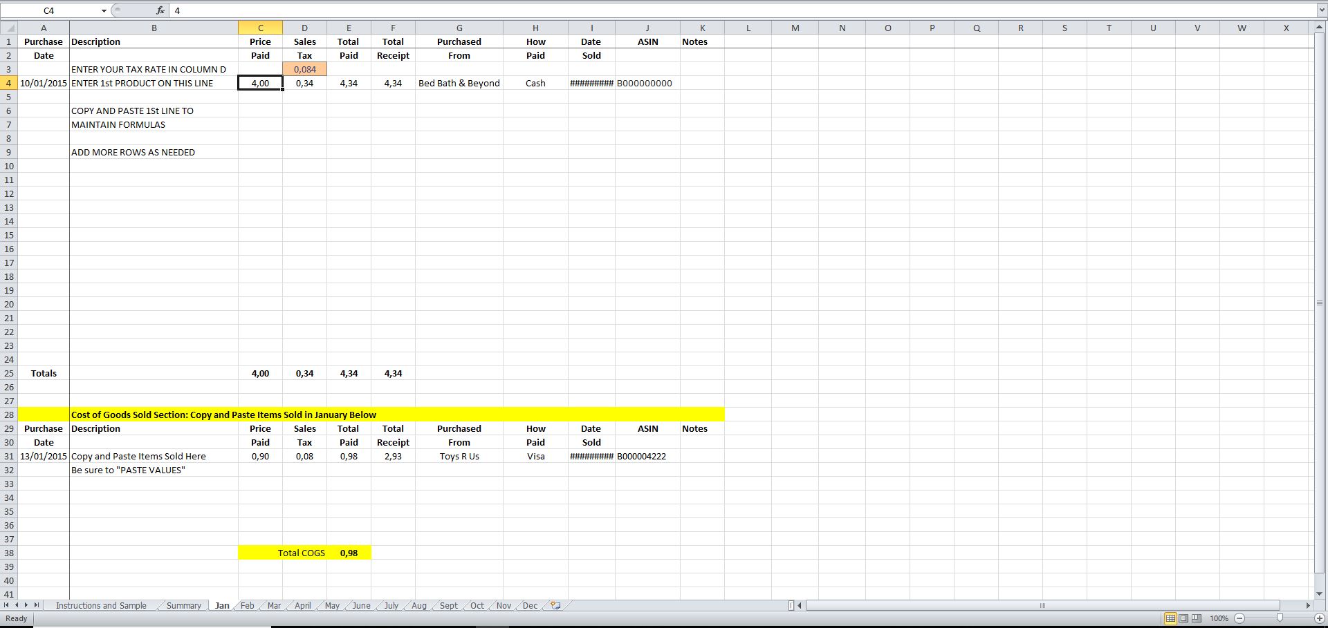 Inventory and COGS Excel Spreadsheet - Eloquens