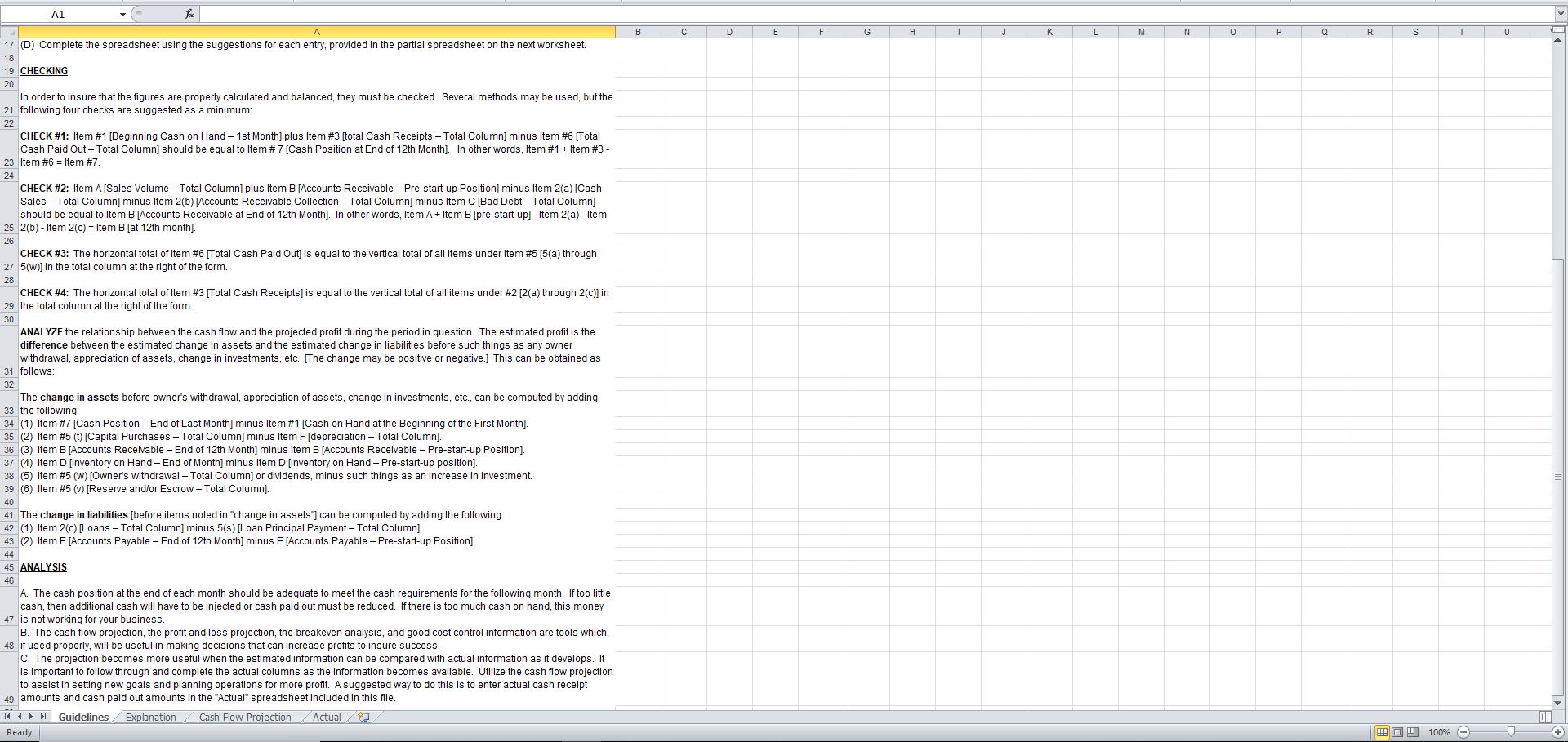 Cash Flow Projection Worksheet in Excel - Eloquens