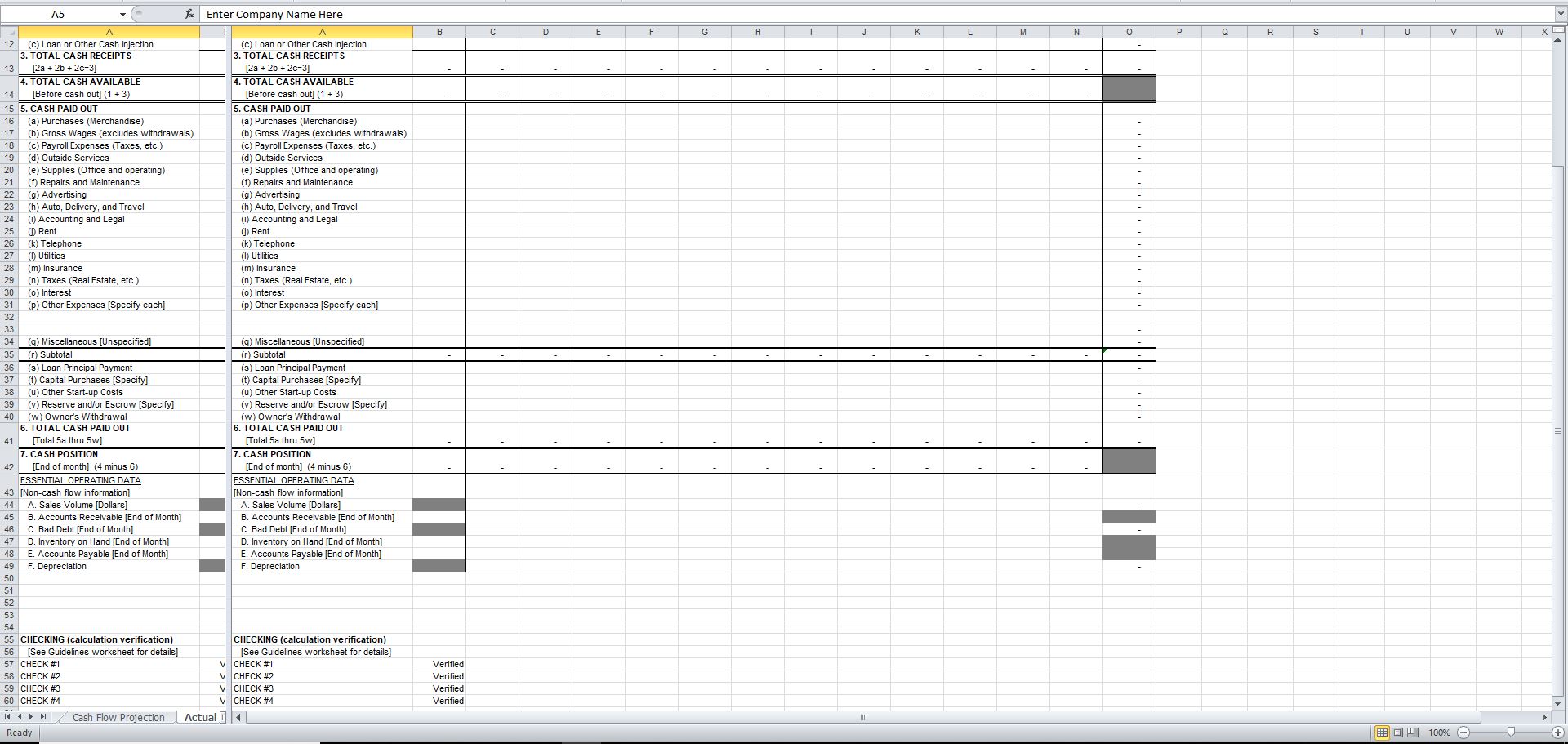Cash Flow Projection Worksheet in Excel - Eloquens