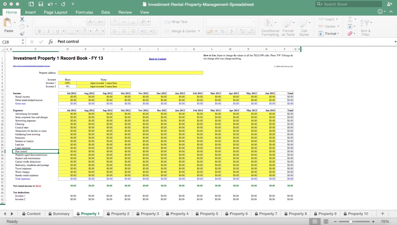 Investment Property Record Summary - Eloquens