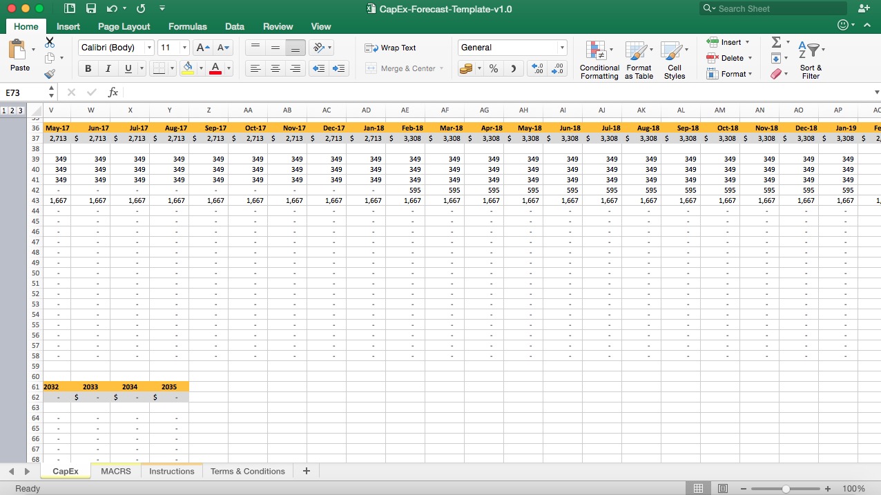 Capital Expenditure Forecast Excel Model Template - Eloquens