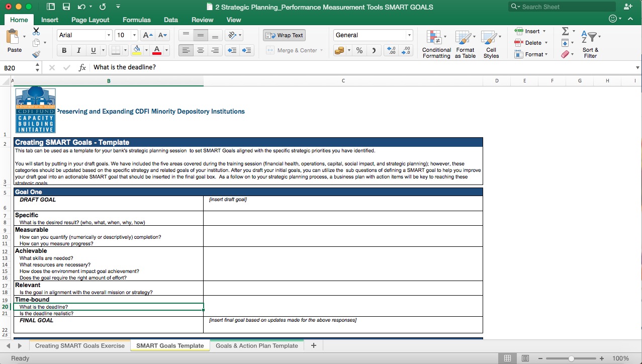 Goals And Objectives Template Excel