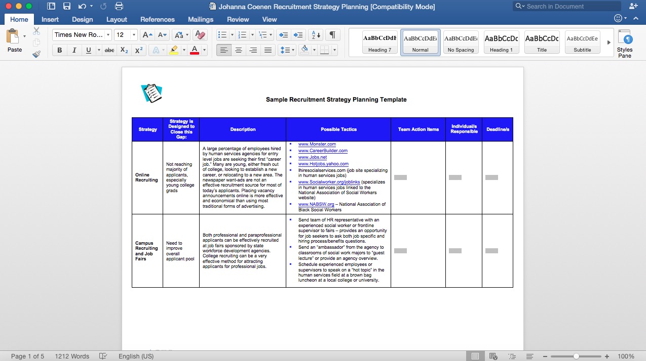 Recruitment Strategy Planning Template - Eloquens