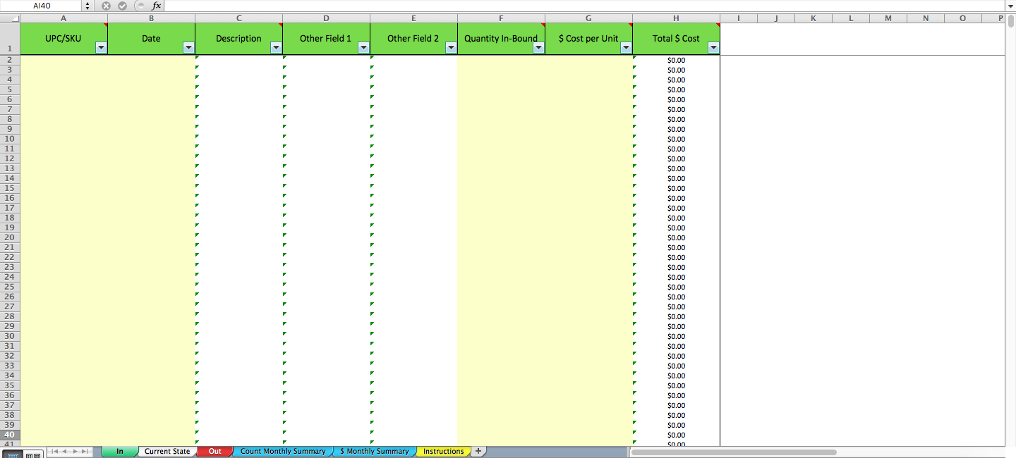 Simple In/Out Inventory Management Excel Template - 1 Location - - Eloquens
