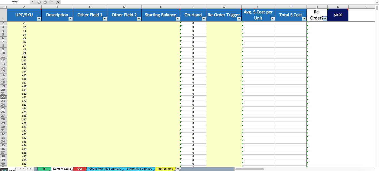 Simple In/Out Inventory Management Excel Template - 1 Location - - Eloquens