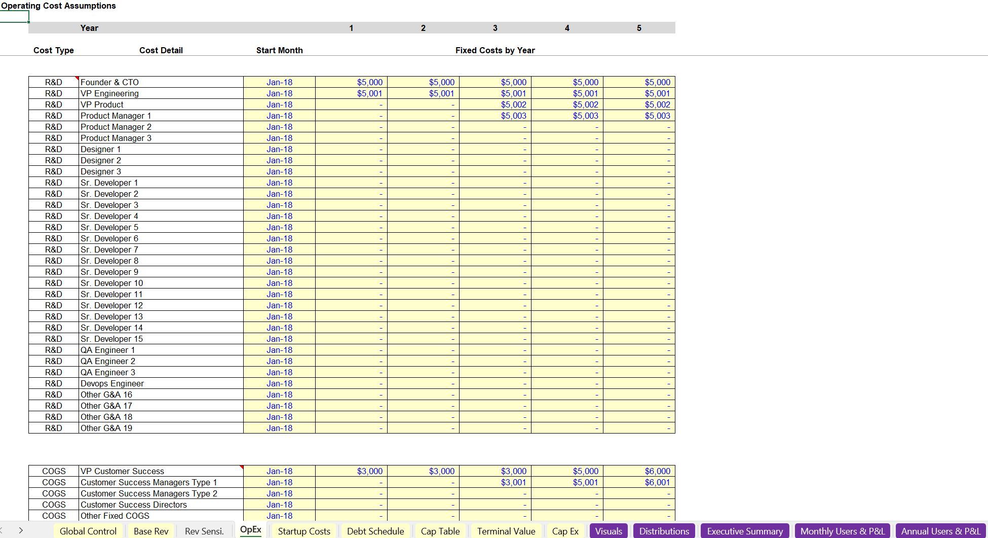 Mobile App / Website - 5 Year Recurring Revenue Excel Model Template ...