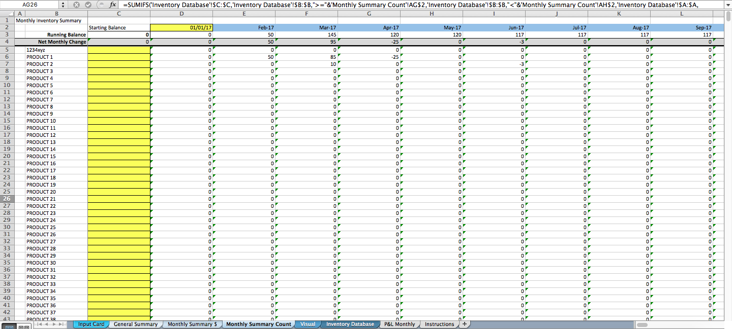 Inventory Tracking Excel Template - Single Location - COGS Logic - Eloquens