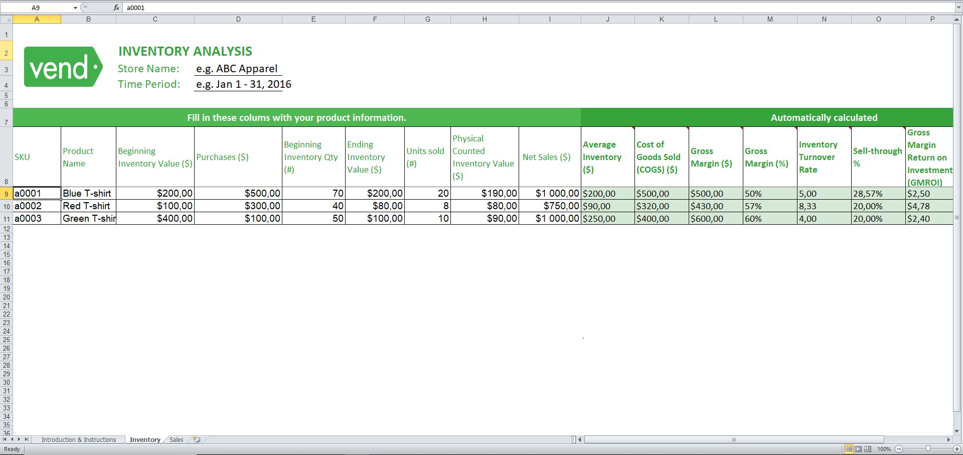Retail Inventory and Sales Workbook - Eloquens