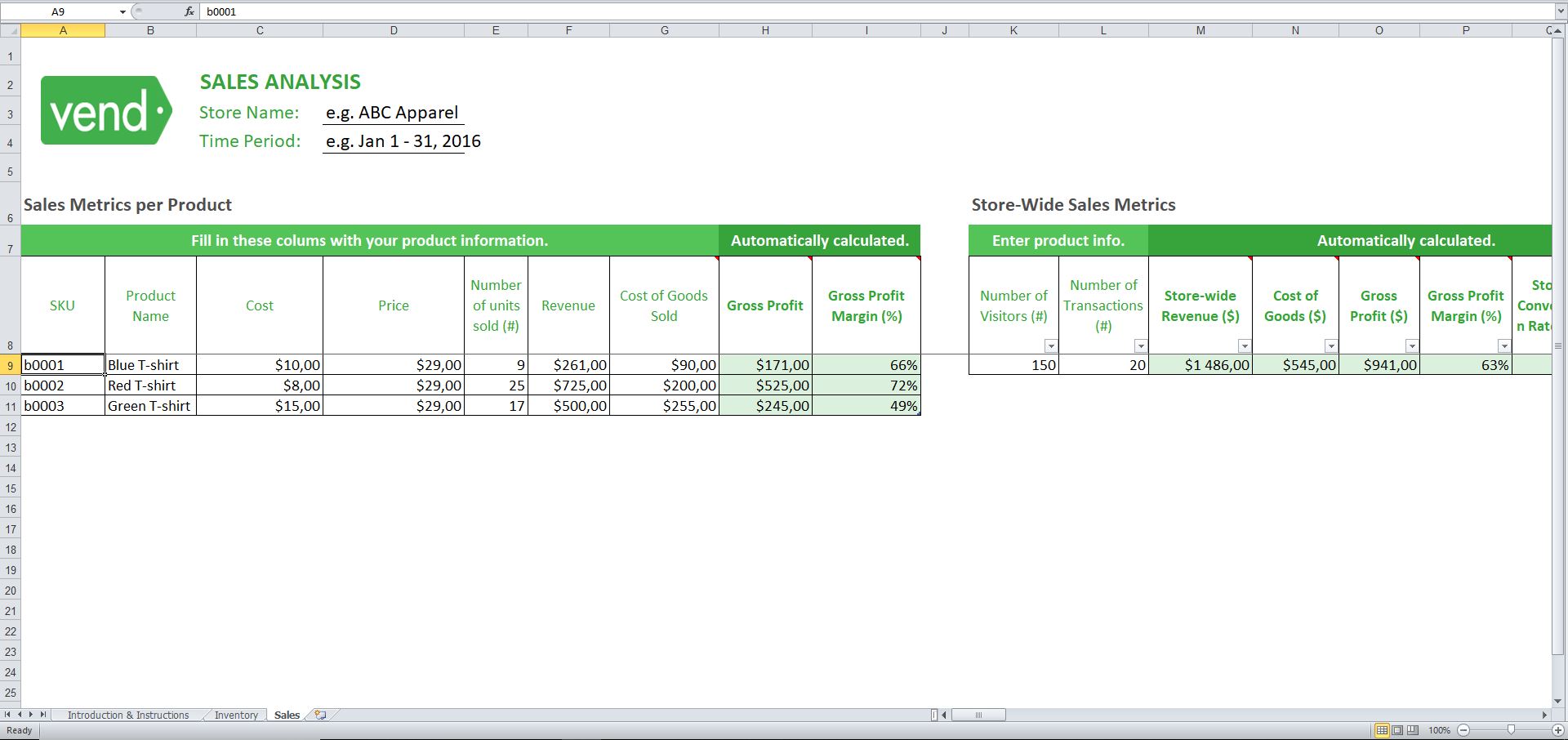 Retail Inventory and Sales Workbook - Eloquens
