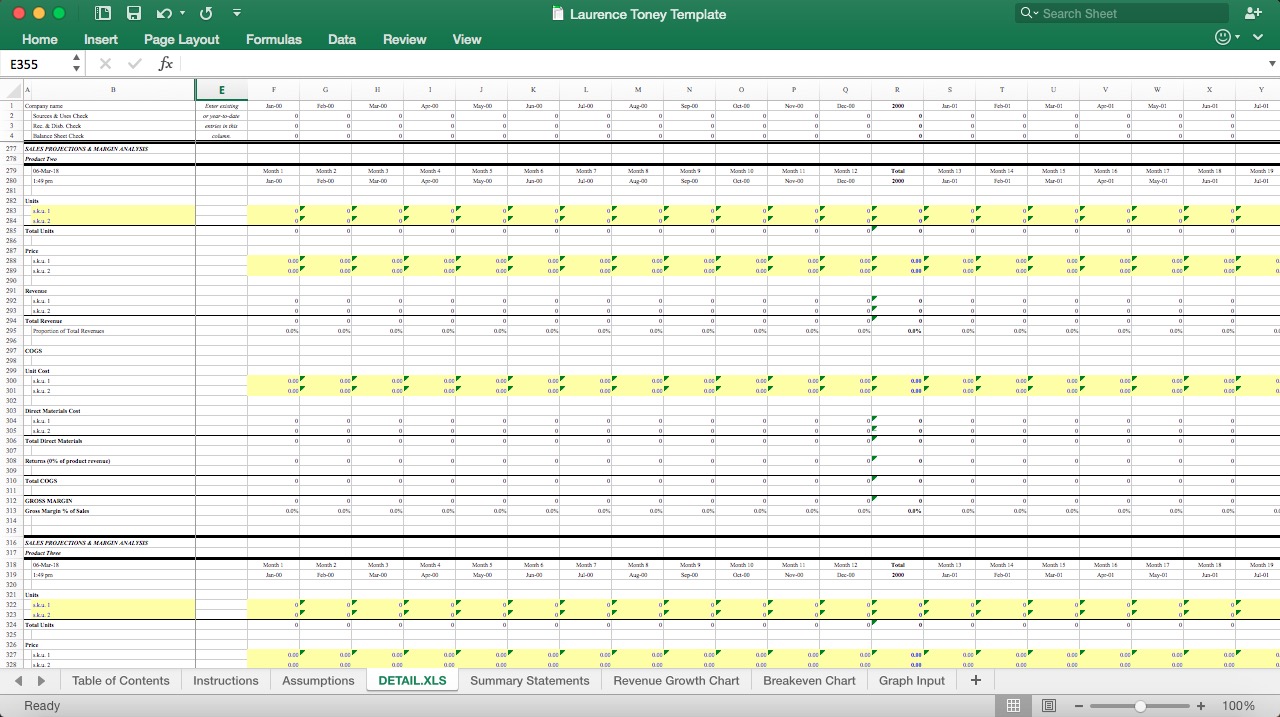 Overall Business Excel Financial Model - Eloquens