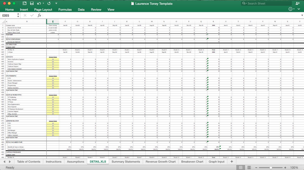 Overall Business Excel Financial Model - Eloquens