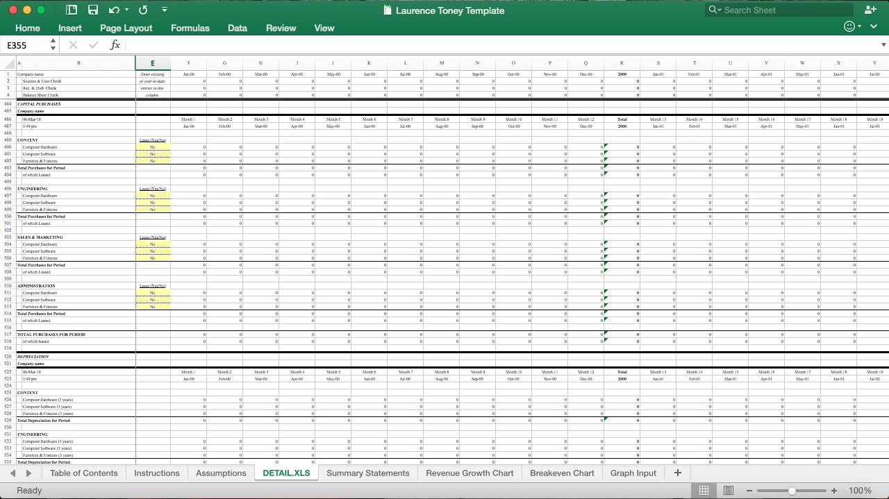 Overall Business Excel Financial Model - Eloquens