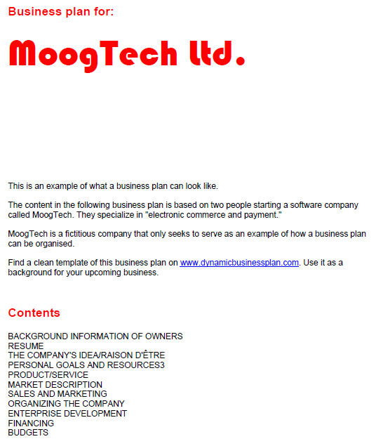 business background example